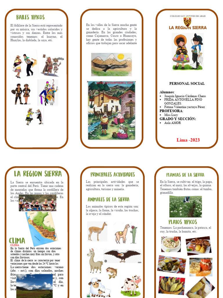 Triptico Sierra | PDF | Andes | Perú