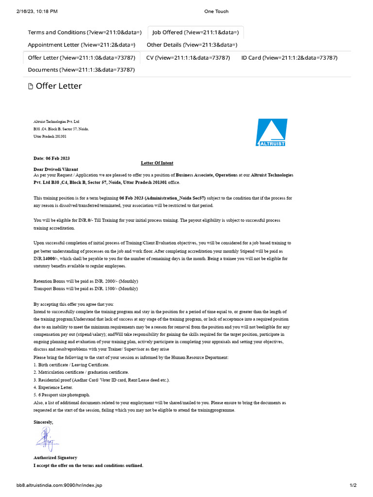 Offer Letter (AXIS BANK) | Download Free PDF | Government | Business