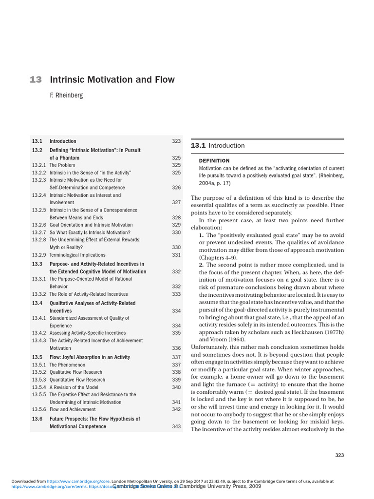 Intrinsic Motivation and Flow | PDF | Motivational | Motivation
