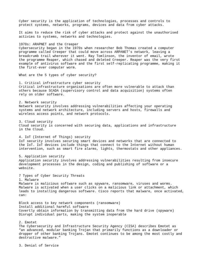 Cyber Security Pdf Security Computer Security
