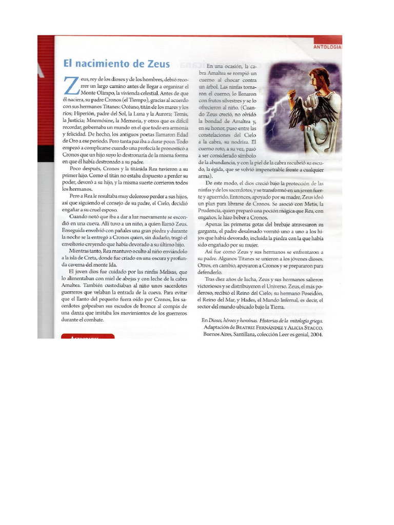 Mito El Nacimiento de Zeus | PDF