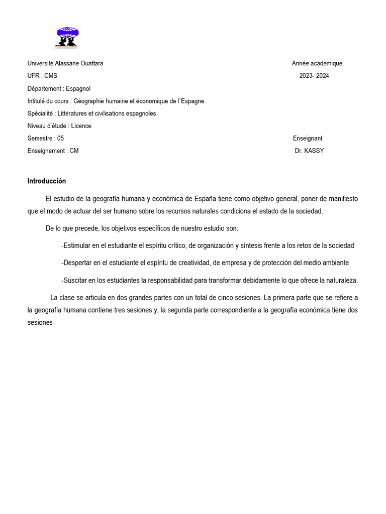L3 CM Geo Hum Eco Esp 23-24 | PDF | Geografía | Migración humana