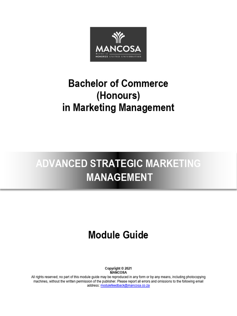 BCOM HONS MM - Advanced Strategic Marketing Management | PDF | Strategic Management | Marketing