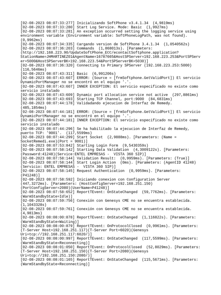 Agente 16787665 Fecha 02-08-2023 Hora 08-07 Version 3-4-1-34 Estacion JHMARTINEZ01 LodID | PDF ...