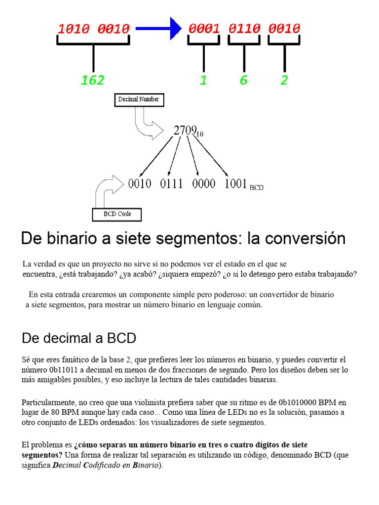 Convertidor de Binario A BCD y Siete Segmentos en VHDL - All | PDF | Decimal codificado en ...