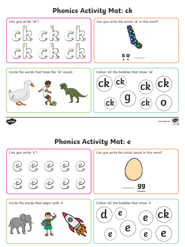 EYFS Ck,-E,-U,-R - Phonics Activity Mats With Sound Buttons | PDF ...