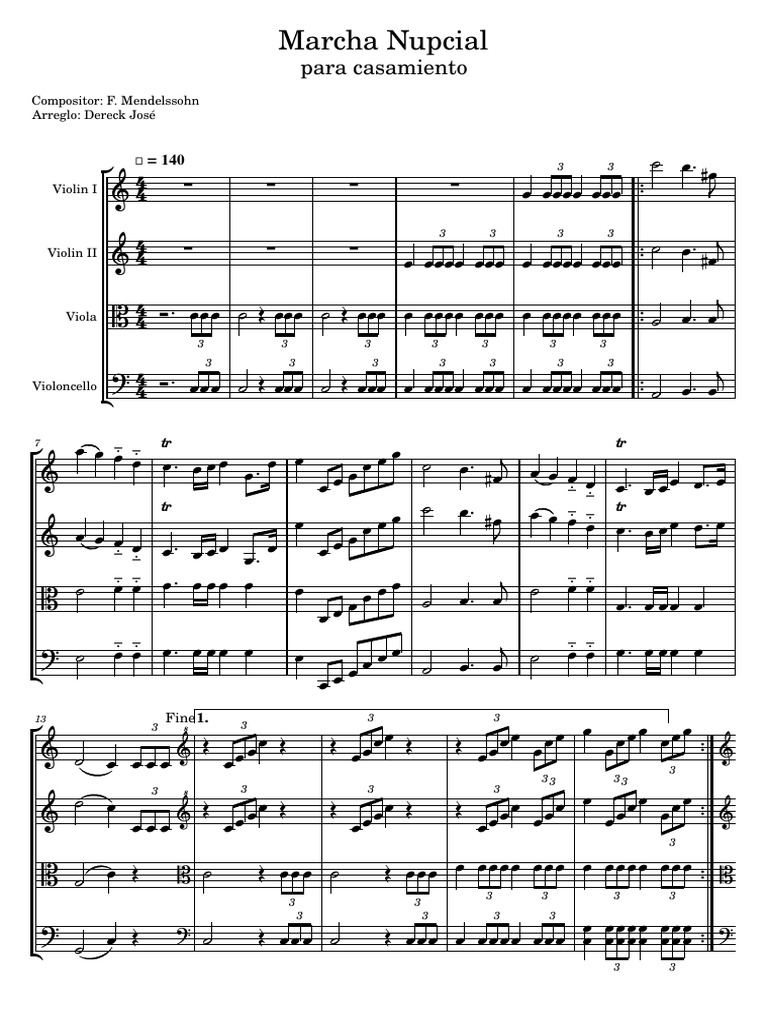 Marcha Nupcial para Casamiento | PDF | Instrumentos de tono continuo ...