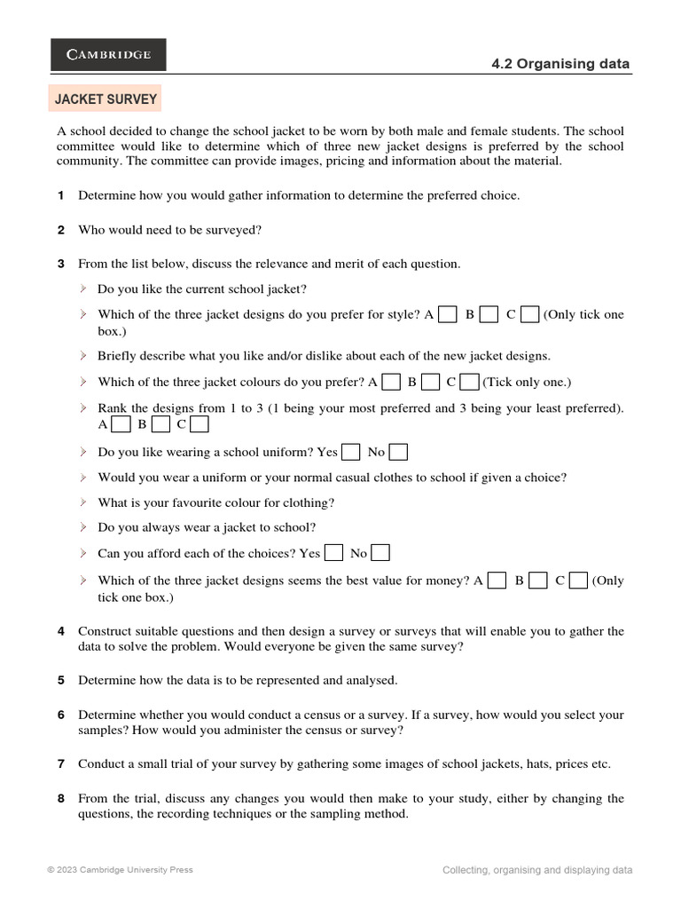 School Jacket Survey Design Guide | PDF