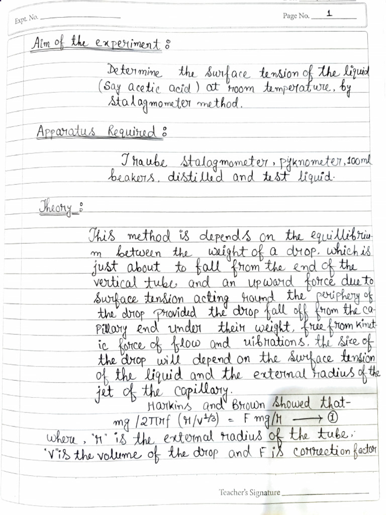Acetic Acid Surface Tension Experiment | PDF | Physical Sciences ...