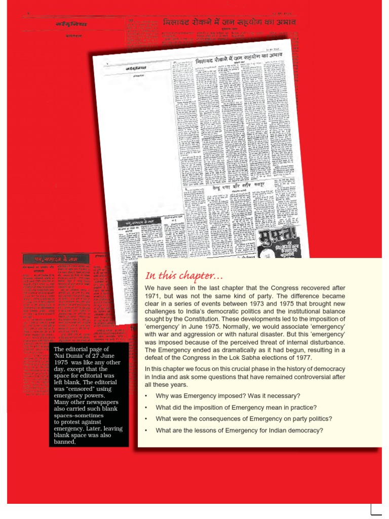 NCERT Text Book For Political Science On Emergency | PDF | State Of ...