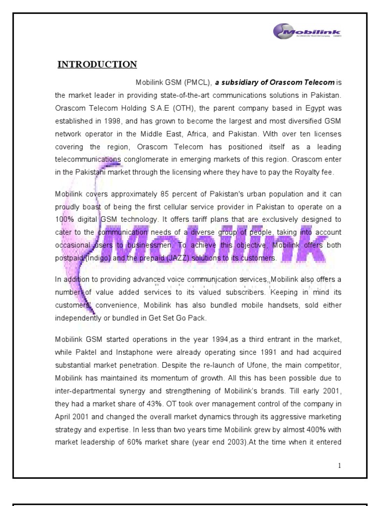 Mobilink Indigo: Market Leadership Overview | PDF | Strategic ...