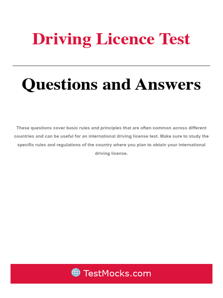Driving Licence Test Questions | PDF | Traffic | Land Transport