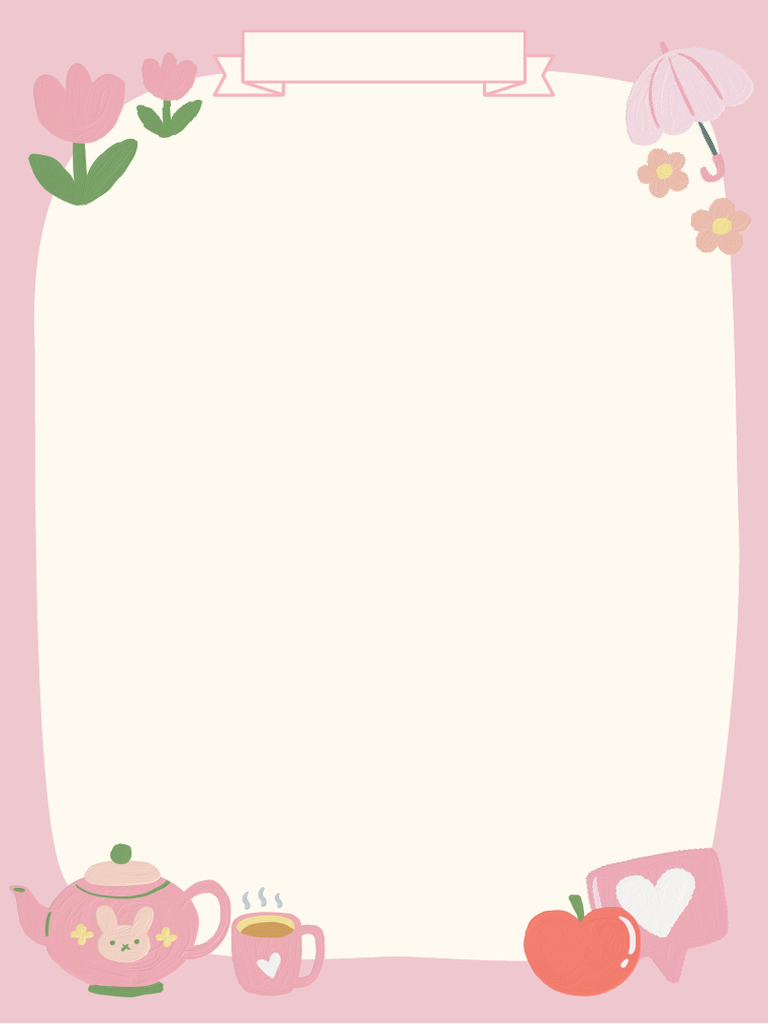 Pink Cute Paper Frame Scrapbook A4 Document | PDF