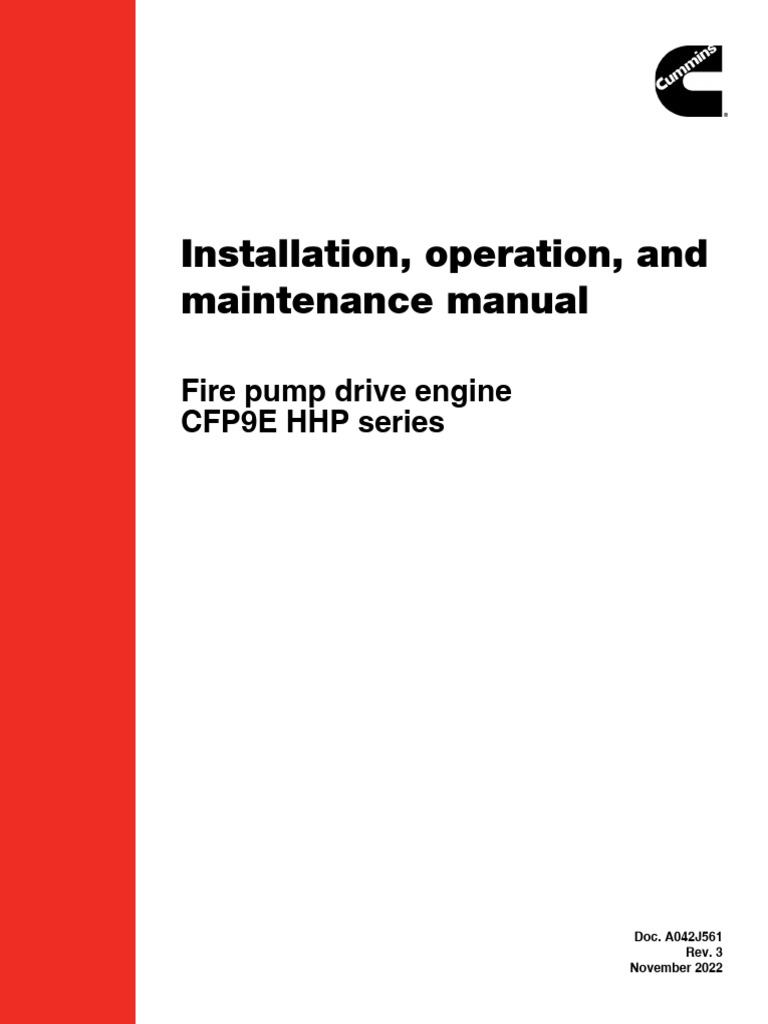 Installation, Operation, and Maintenance Manual: Fire Pump Drive Engine ...
