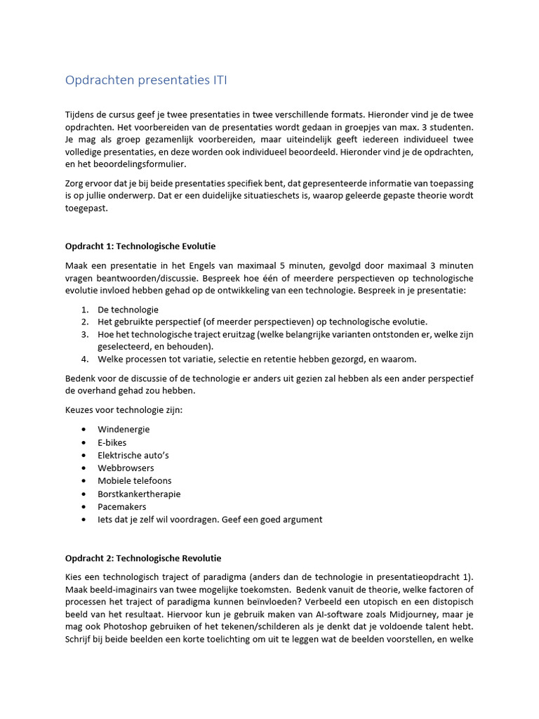 Presentaties Opdrachten - ITI | PDF