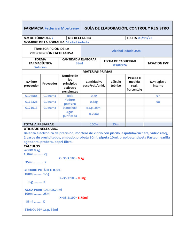 Uso y Preparación de Alcohol Iodado | PDF | Química