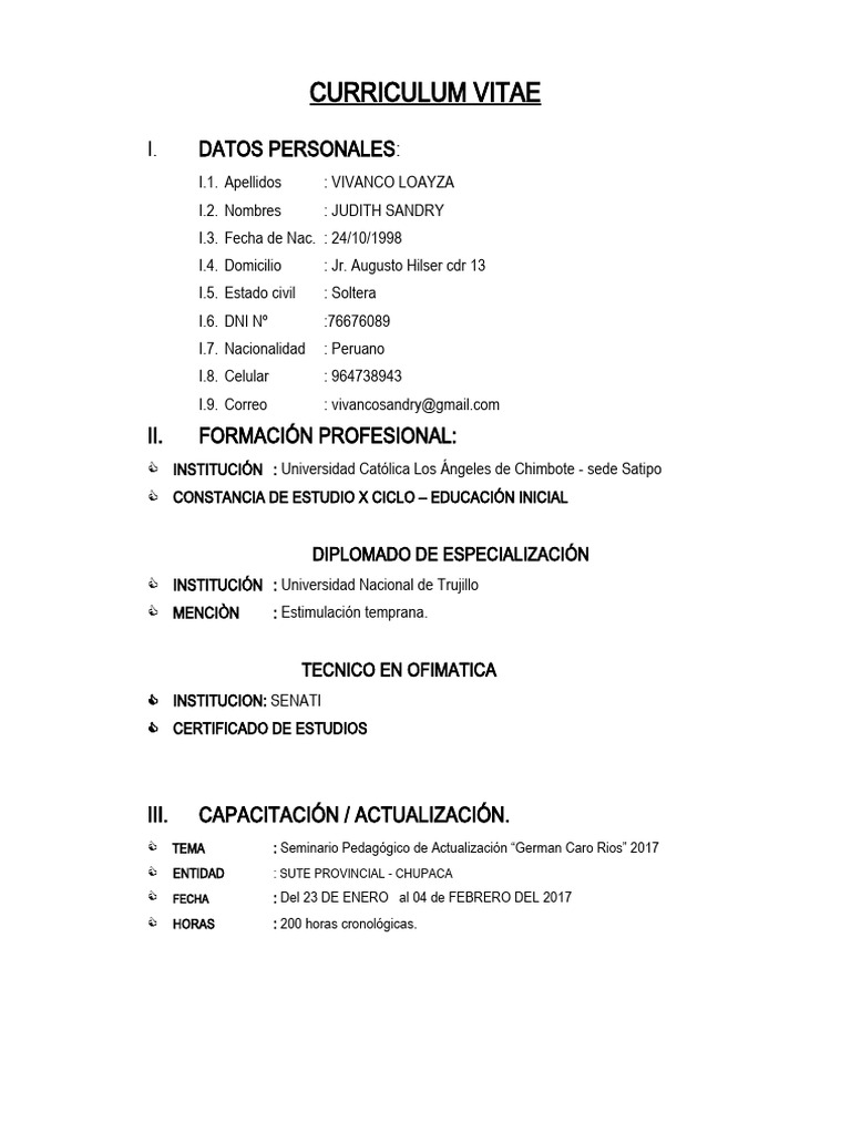 Curriculum Vitae - Judith | PDF | Ciencias sociales