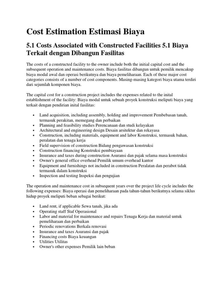Cost Estimation Estimasi Biaya | PDF | Fungsi Produksi | Ekonomi Skala