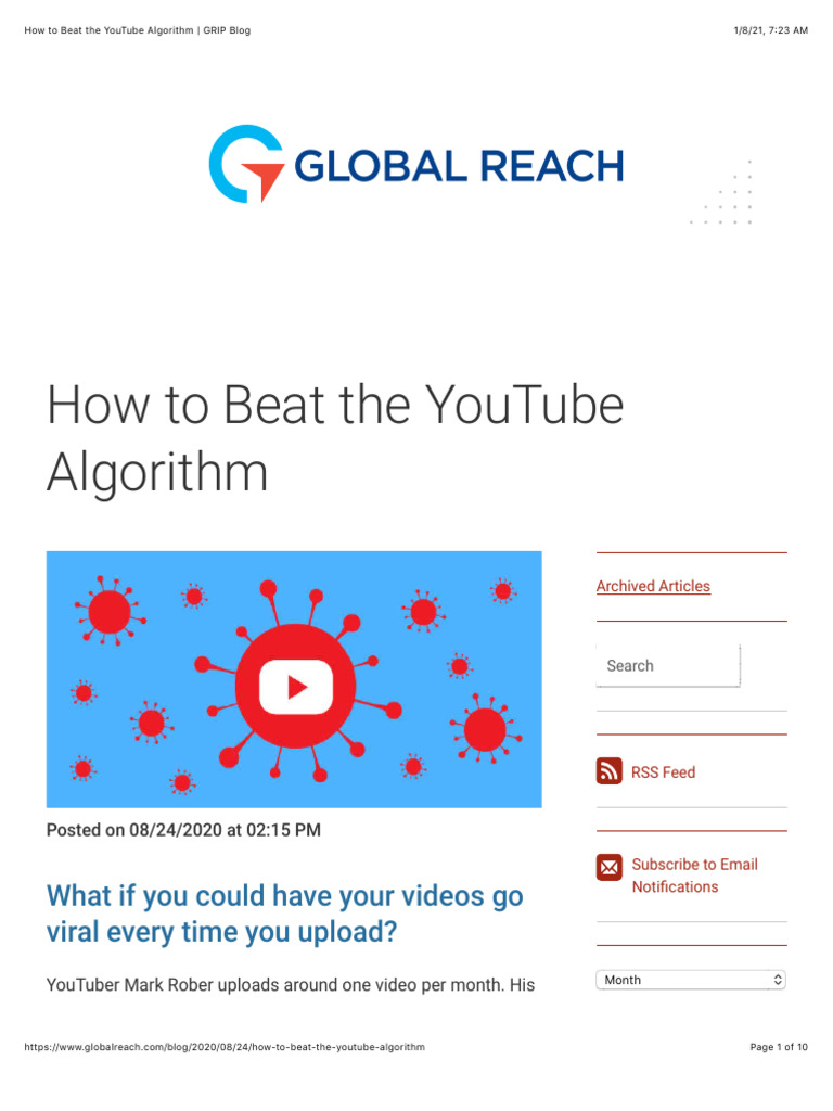 How To Beat The YouTube Algorithm GRIP Blog | PDF | You Tube | Search Engine Optimization