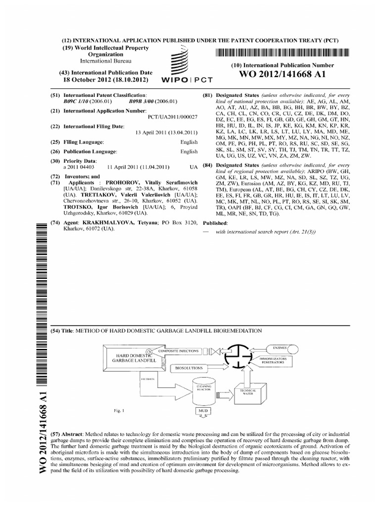 Patent №100075 bioremediation; WIPO|PST 2012 | PDF
