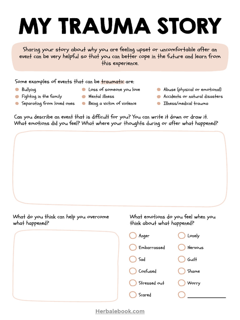 Trauma Therapy Worksheets Herbalebook.com A4 | PDF