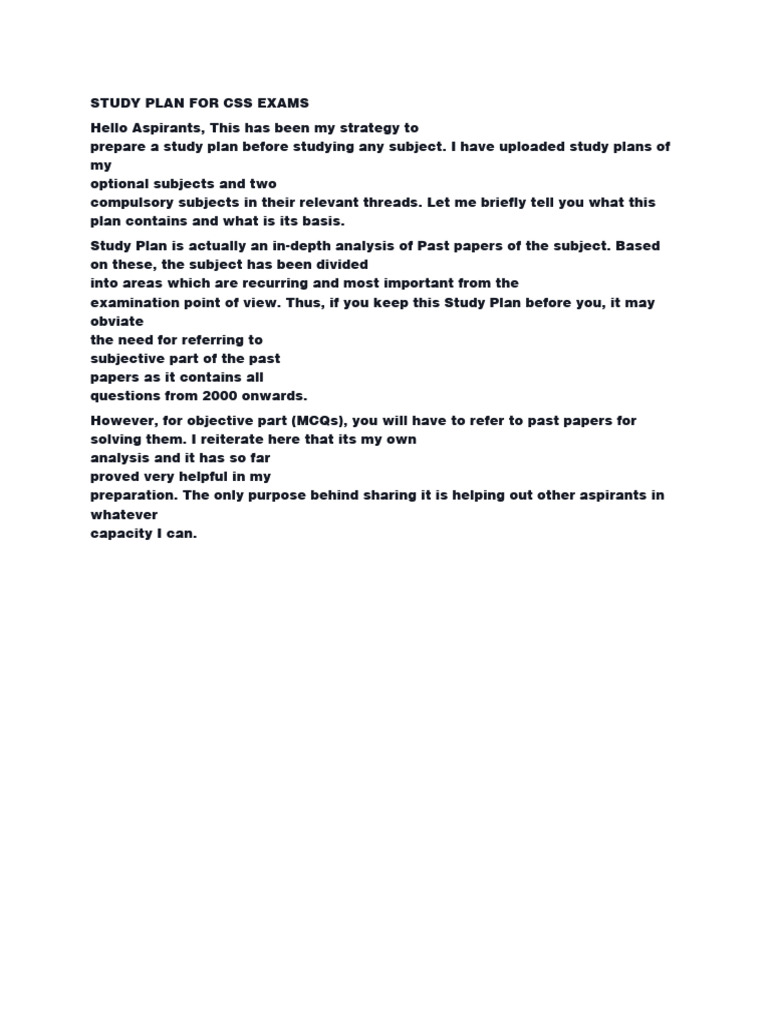 CSS Study Plan | Download Free PDF | Science