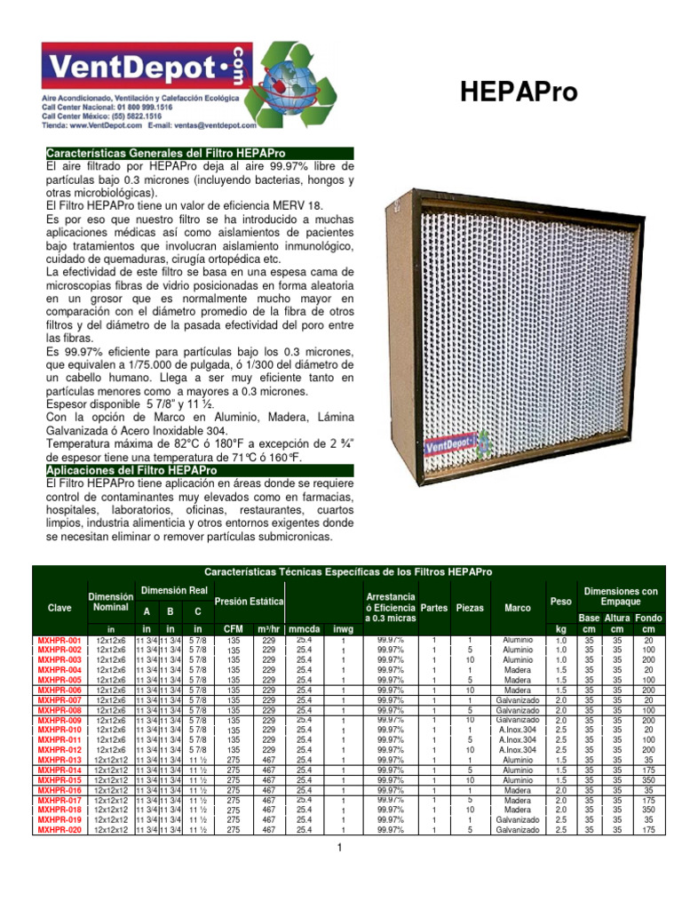 HEPAPro A | PDF | Polvo | Materiales