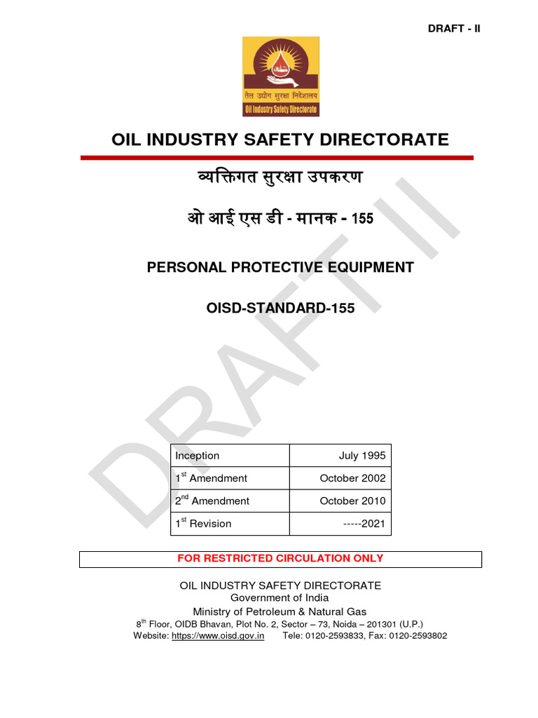 OISD-STD-155 - Draft-II | PDF | Noise | Glasses