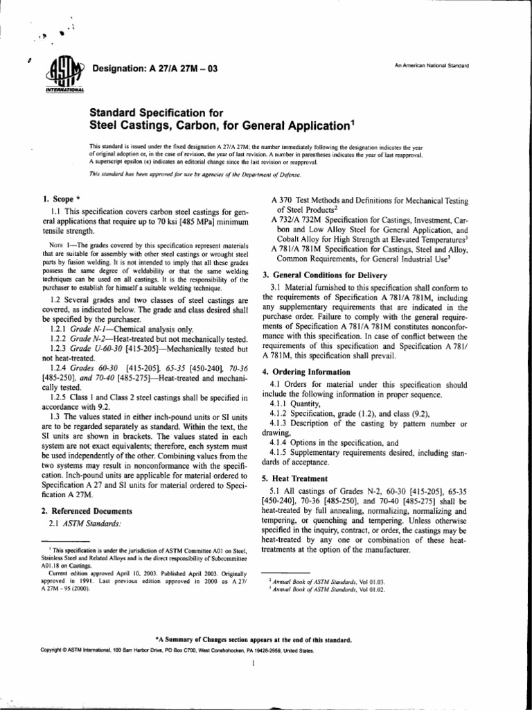 Astm A27-03 | PDF