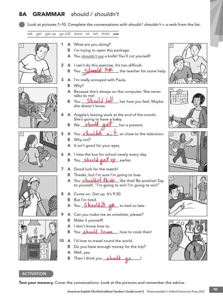 AEF3e Level 2 TG PCM Grammar 8A (2) | PDF