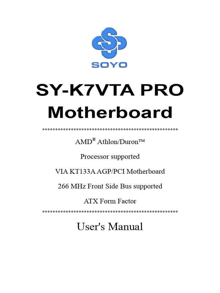 Soyo SY-K7VTA PRO MANUAL | Download Free PDF | Dynamic Random Access Memory | Network Interface ...