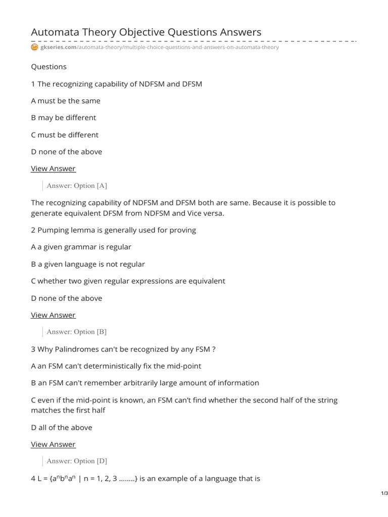 Automata 1 Pdf Applied Mathematics Theoretical Computer Science