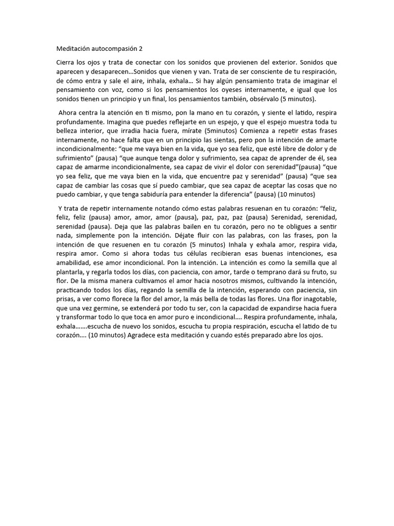 Meditación Autocompasión 2 | PDF | Amor