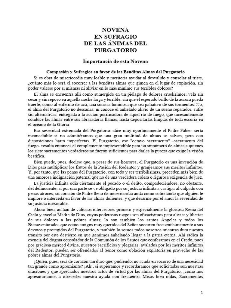 Novena en Sufragio de Las Animas Del Purgatorio | PDF | Purgatorio ... Novena en Sufragio de Las Animas Del Purgatorio | PDF | Purgatorio ...
