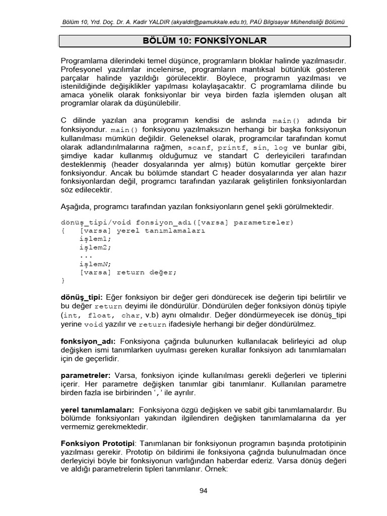 Programlama Fonksiyonlar | PDF