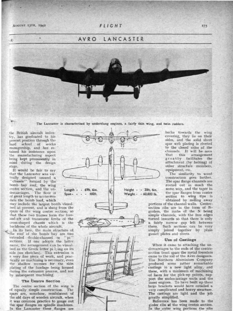 Avro Lancaster: Flight | PDF | Spar (Aeronautics) | Aerospace Engineering