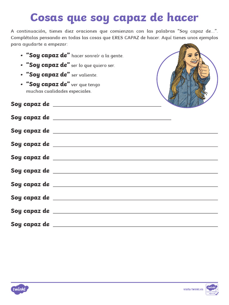 Ficha de Actividad Frases Soy Capaz | PDF