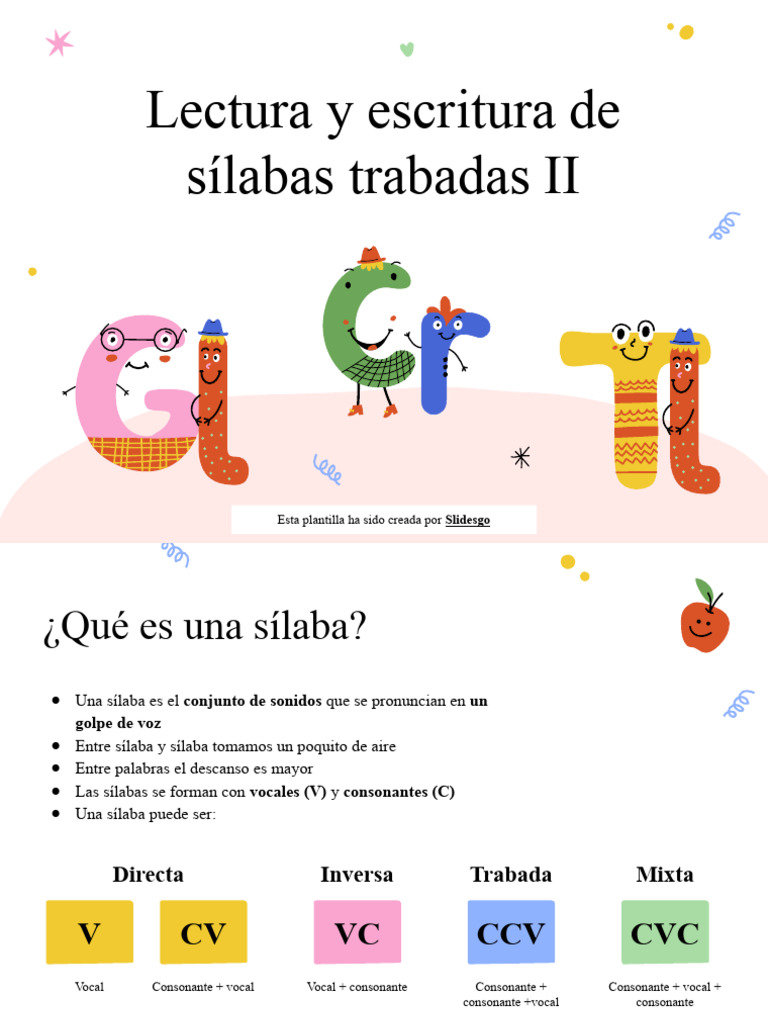 Sílabas Trabadas: Lectura y Ejercicios | PDF | Fonética | Voz humana