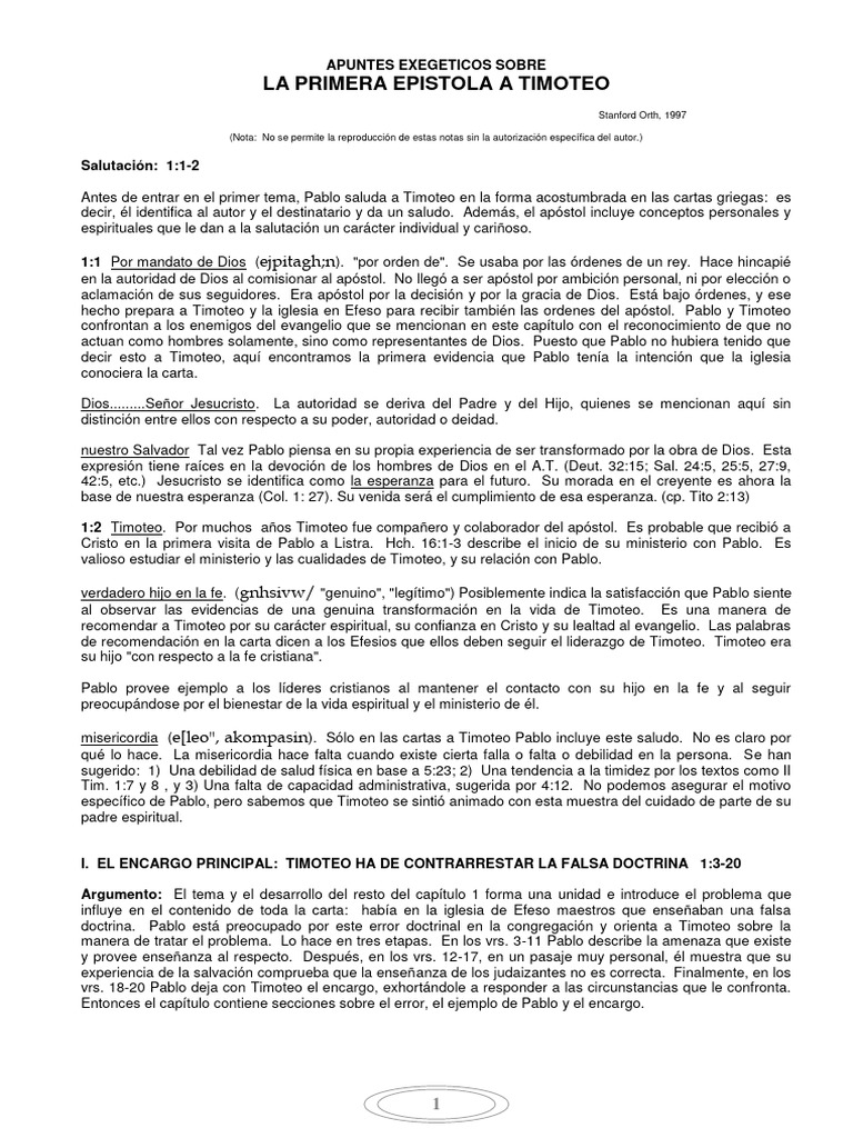 1 Timoteo | PDF | Pablo el apóstol | Oración