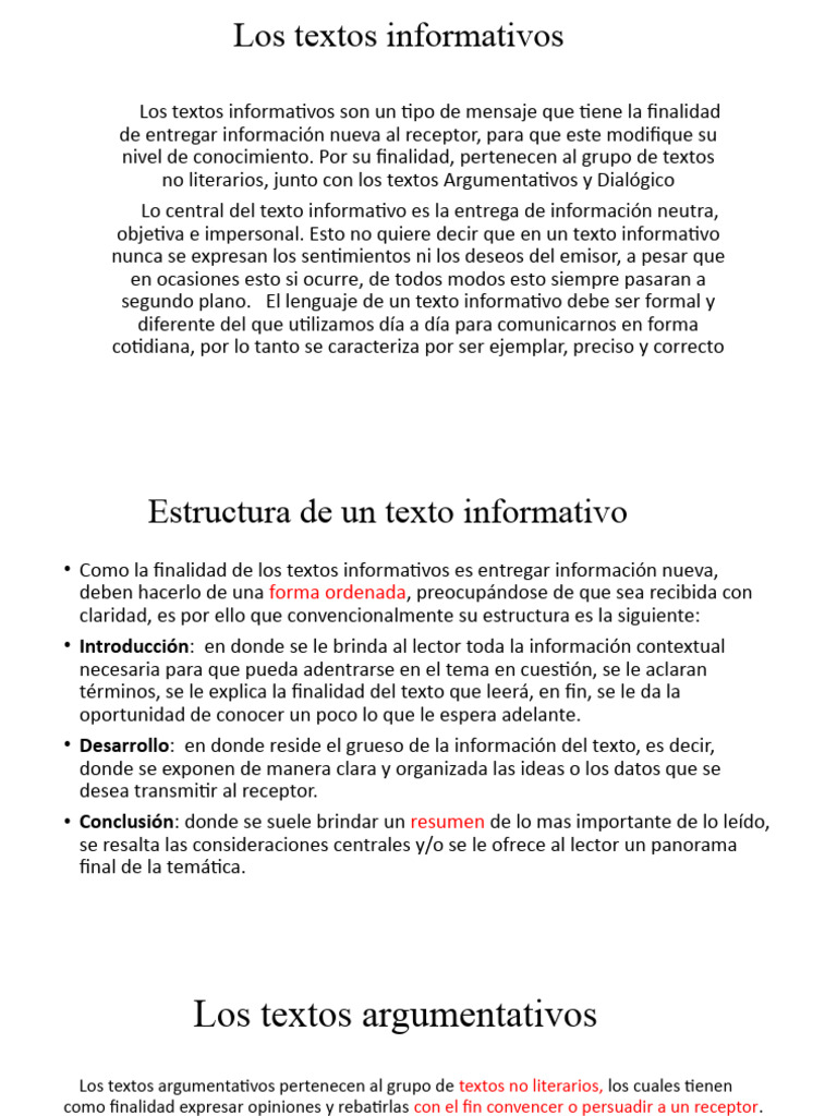 Estructura y características de textos informativos | PDF | Ensayos ...