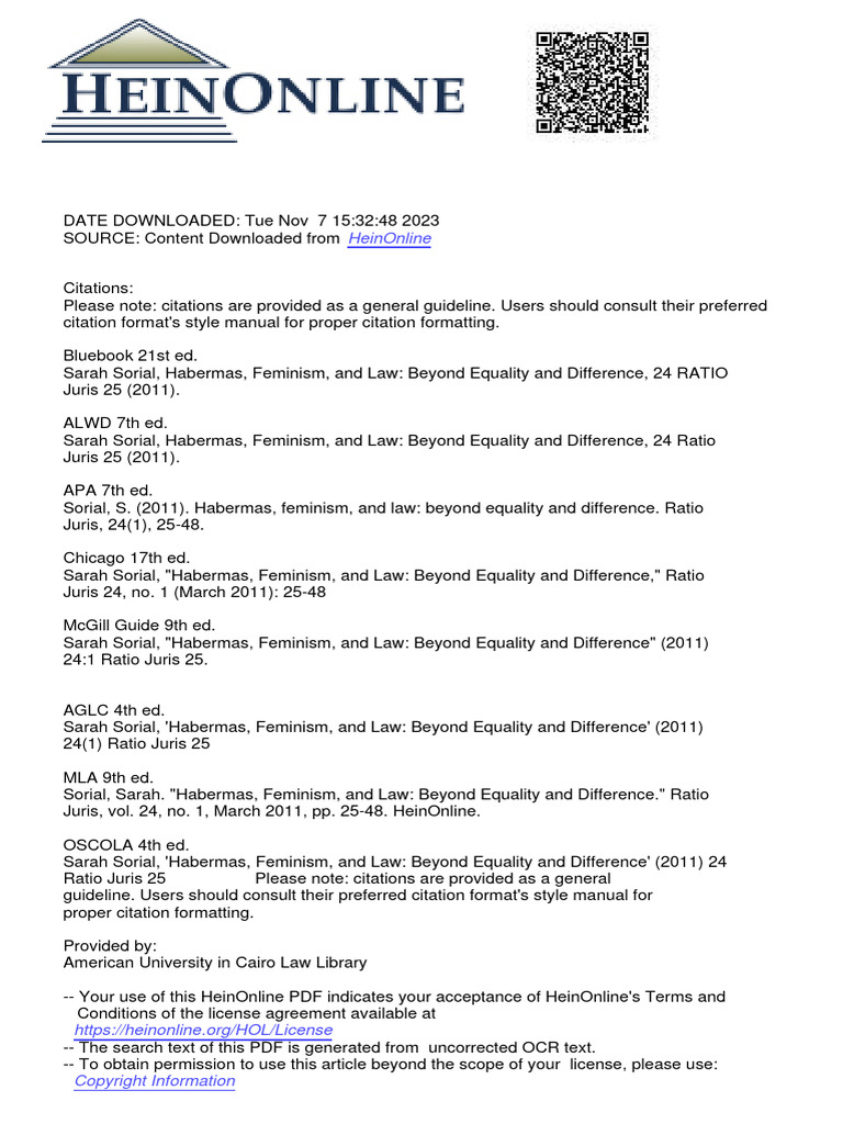 Habermas, Feminism, and Law Beyond Equality and Difference, Sorial ...