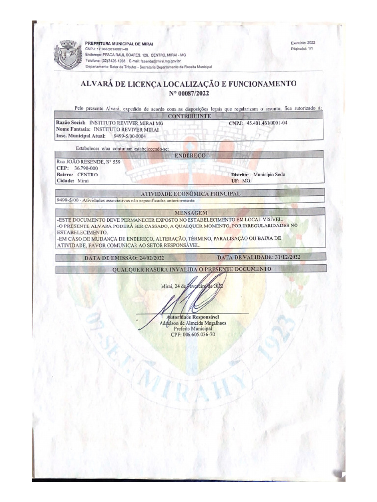 Alvará de Licença Localização e Funcionamento | PDF