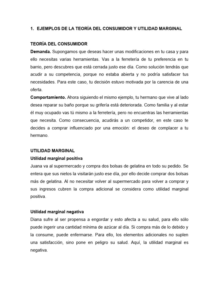 Teoría del Consumidor y Utilidad Marginal | PDF | Utilidad marginal | Comportamiento