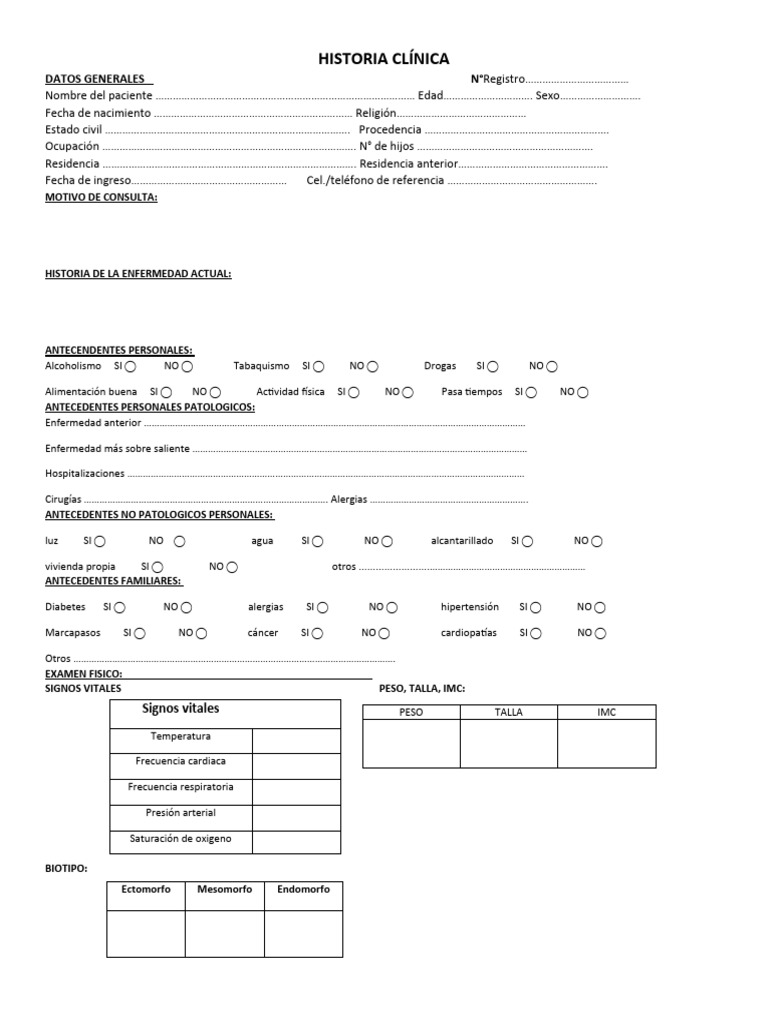 Historia Clínica Actual | PDF | Historial médico | Especialidades Medicas