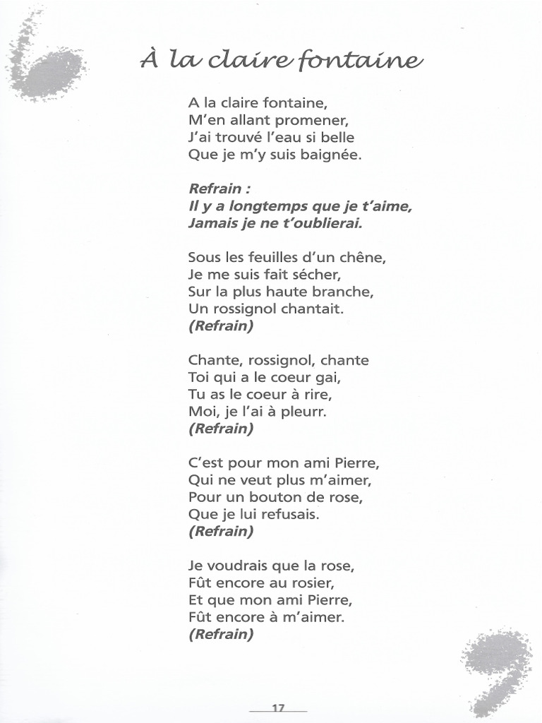 A La Claire Fontaine (Paroles) | PDF