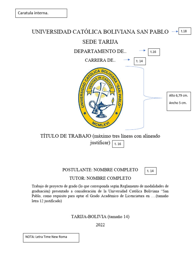 Diseño Caratula Interna Trab. de Titulación | PDF