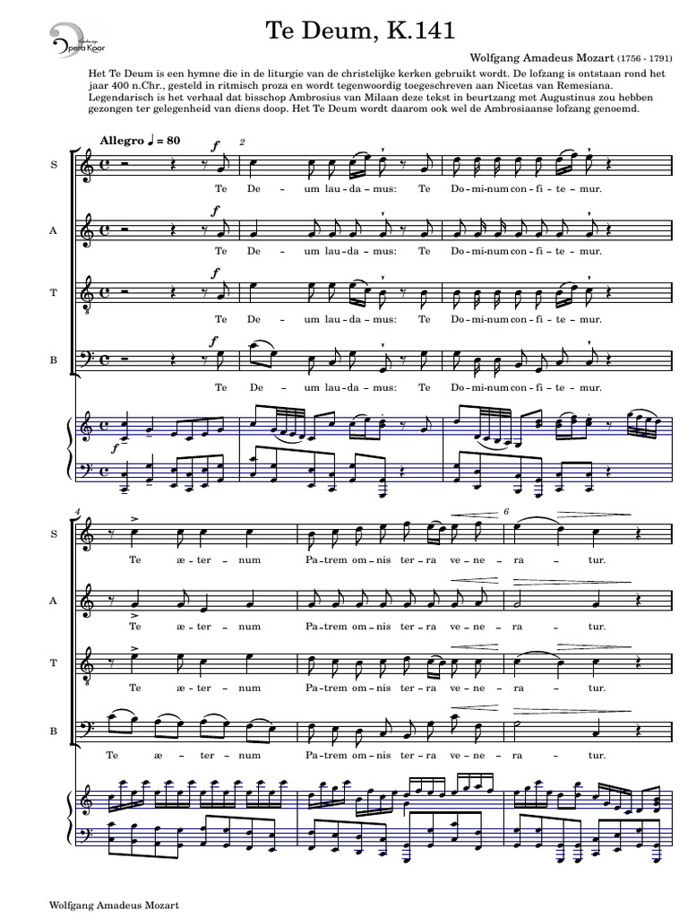 Te Deum K.141 - W.A. Mozart | PDF