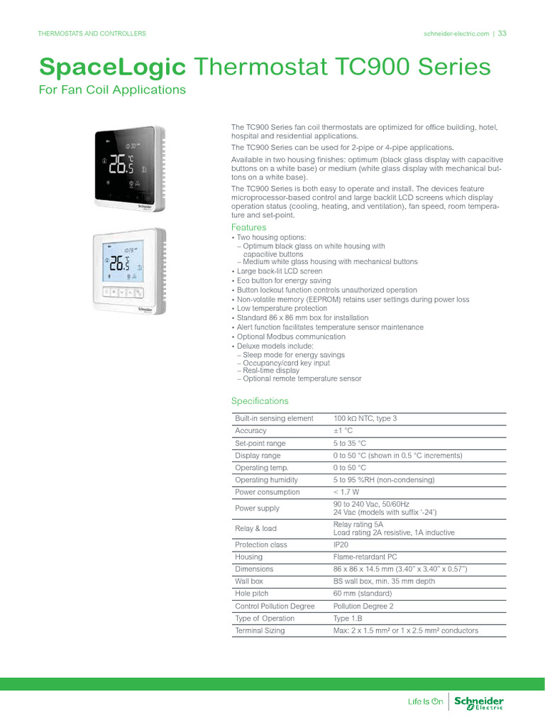 HVAC-Sensors-TC900 Series | PDF | Thermostat | Heat Transfer