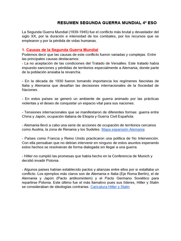 Resumen de la Segunda Guerra Mundial | PDF | Alemania nazi | Aliados de ...