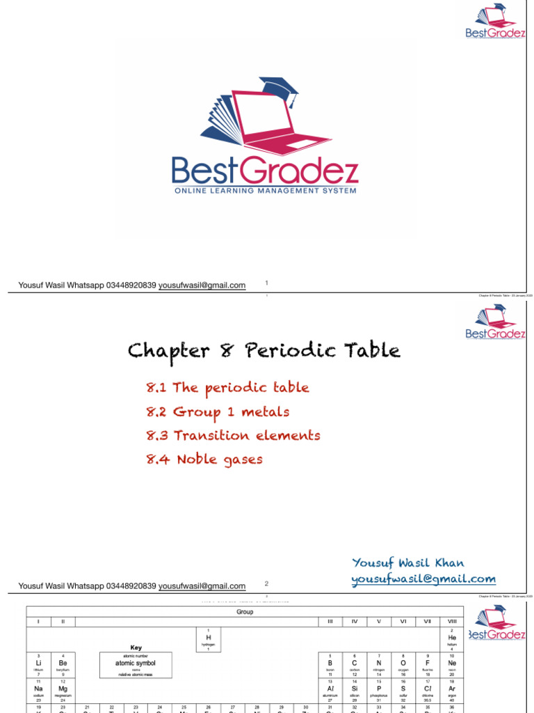 Chapter 8 Periodic Table | PDF | Periodic Table | Chlorine